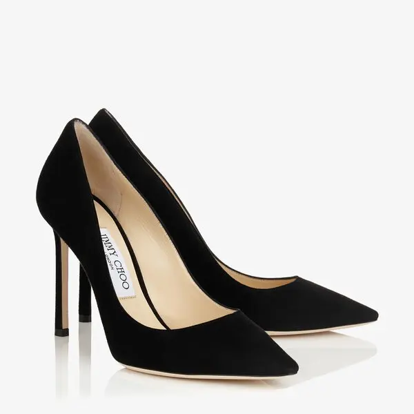 JIMMY CHOO Romy 100 Suede Pointy Toe Pumps
