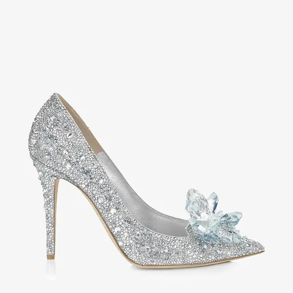 JIMMY CHOO Avril Crystal Covered Pointy Toe Pumps - Silver