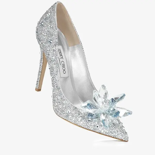 JIMMY CHOO Avril Crystal Covered Pointy Toe Pumps - Silver