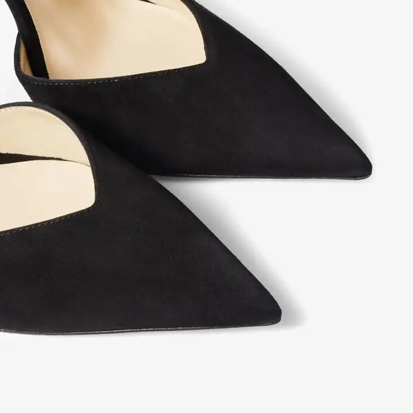 JIMMY CHOO Saeda 100 Suede Pumps With Crystal Embellishment - Black