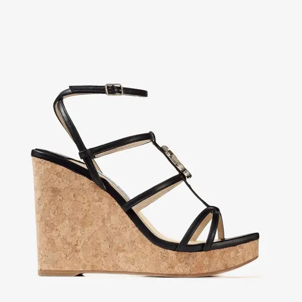 JIMMY CHOO Jc Wedge 110 Nappa Leather Wedges With Jc Emblem