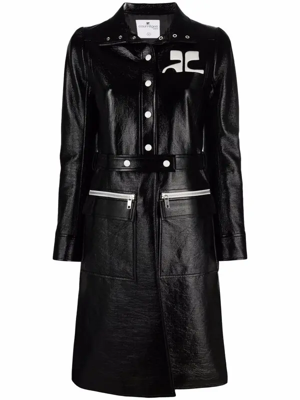 COURREGES Vinyl Trench Coat - Black