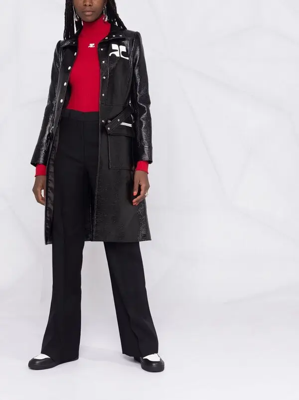 COURREGES Vinyl Trench Coat - Black
