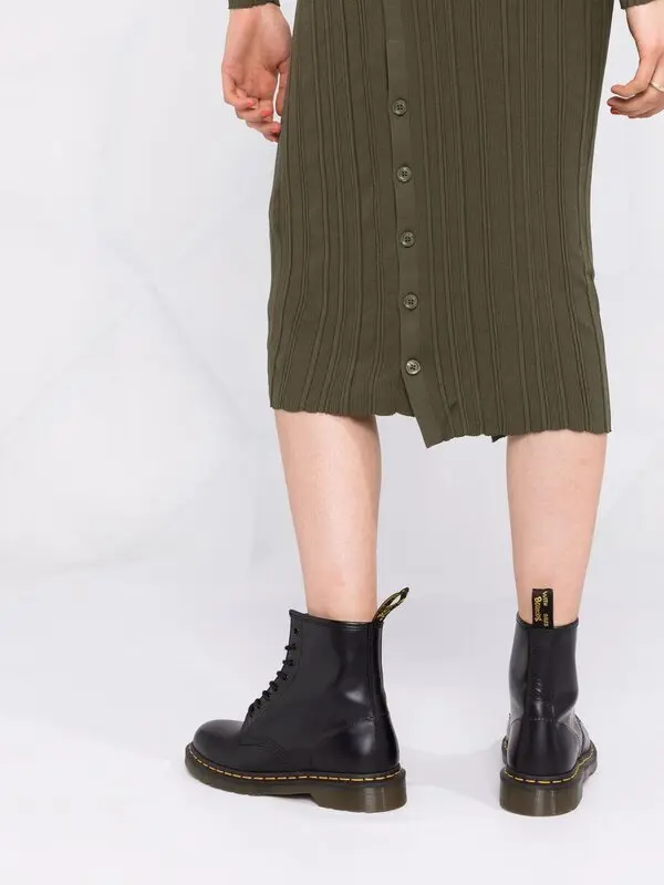 DIESEL® Ribbed-knit Buttoned Panel Dress - Green