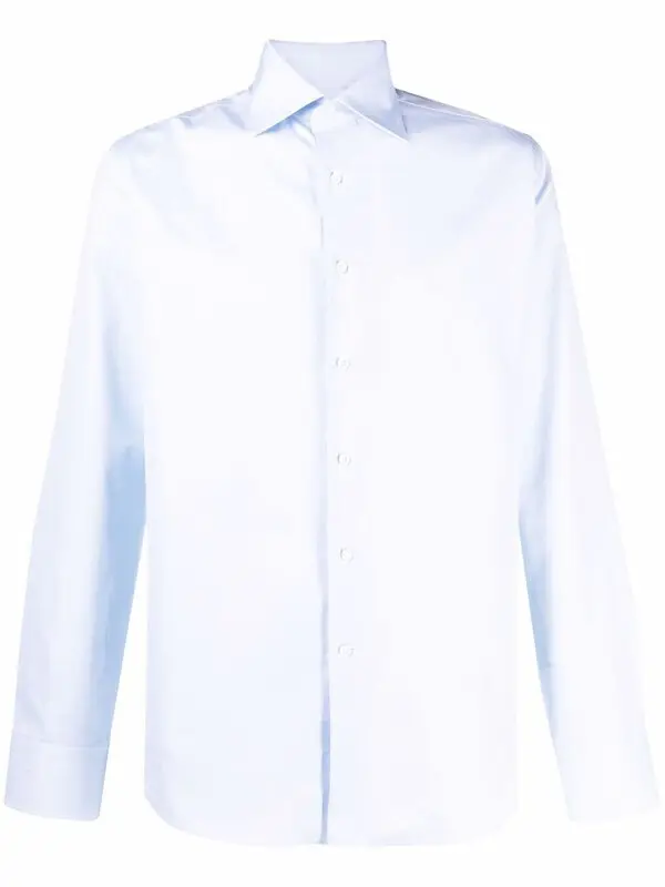 Canali Button-up Cotton Shirt - Blue