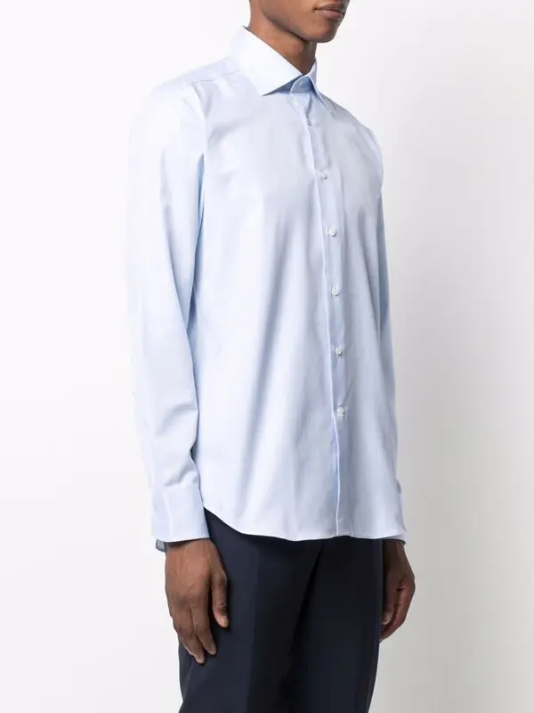 Canali Button-up Cotton Shirt - Blue