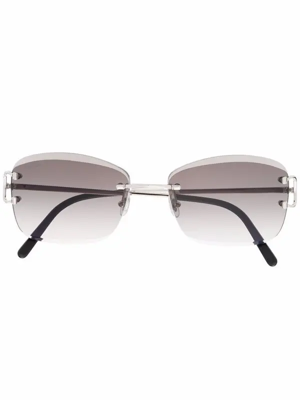 CARTIER C Décor Rectangle-frame Sunglasses - Silver