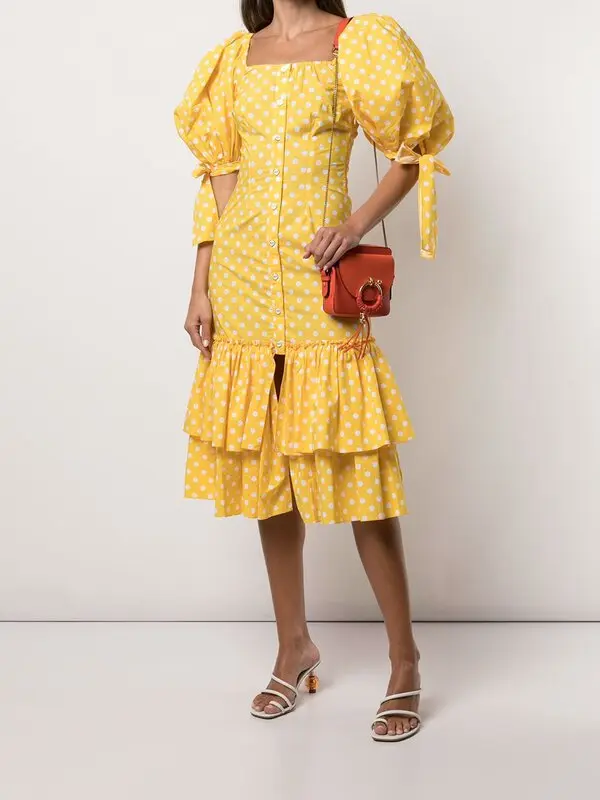 Caroline Constas Polka Dot-print Midi Dress