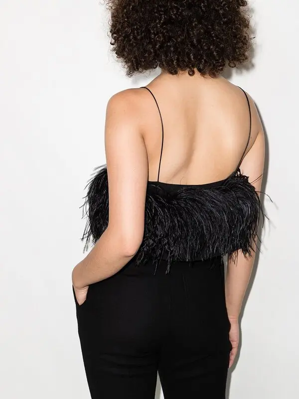 16Arlington Poppy Feather-embellished Top - Black