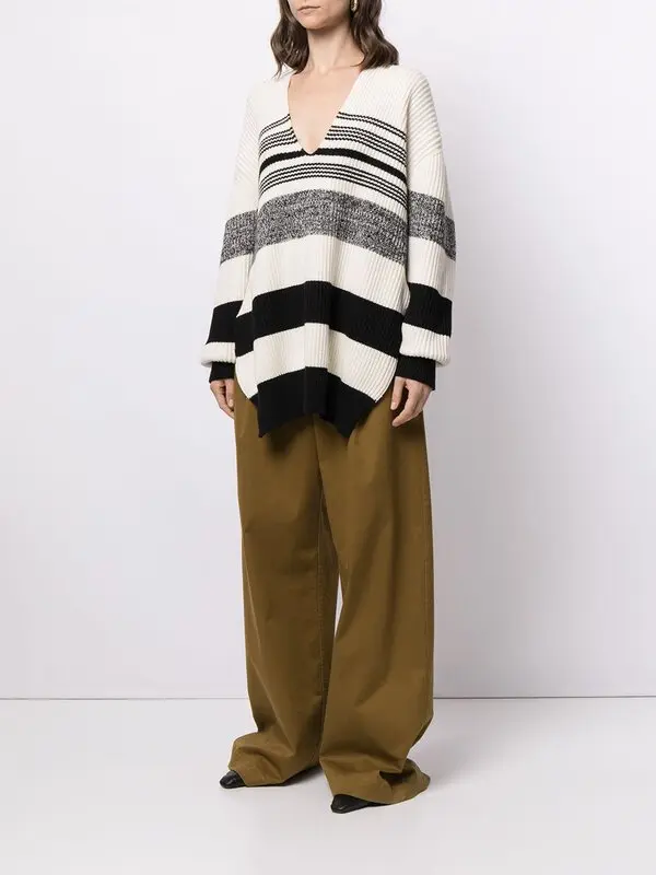 Proenza Schouler White Label Horizontal-stripe V-neck Jumper - White