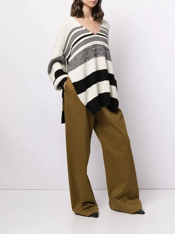Proenza Schouler White Label Horizontal-stripe V-neck Jumper - White