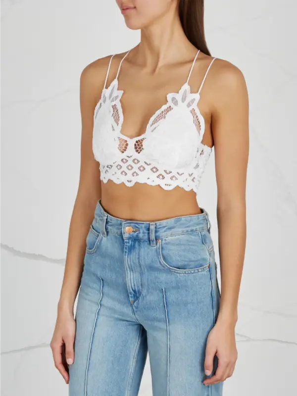 Free People Adella Black Lace Bra Top