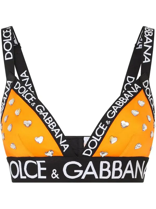 Dolce & Gabbana Logo-tape Detail Bra - Orange