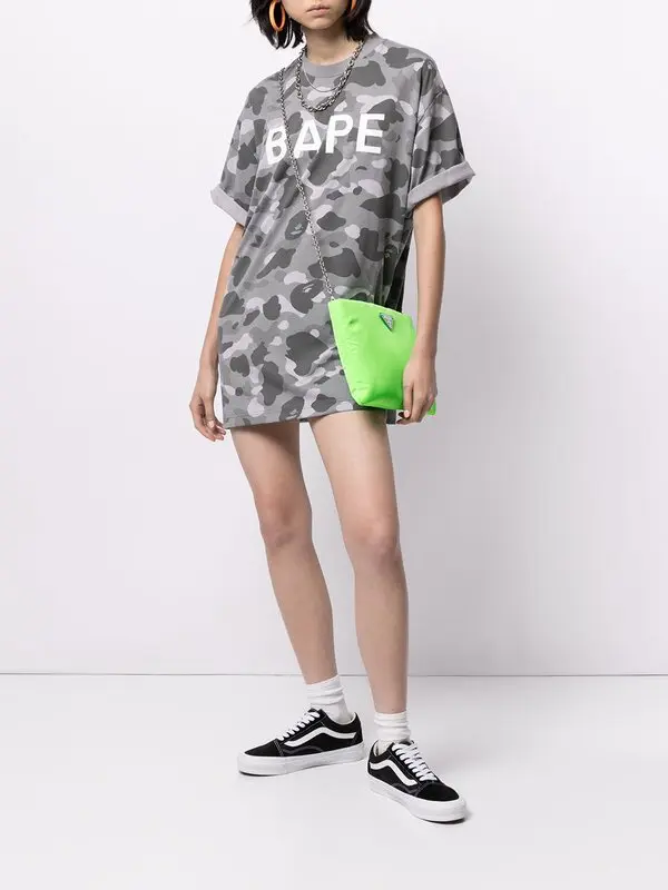 A Bathing Ape Logo Camouflage Print T-Shirt Dress In Grey - 50% Off |  Editorialist