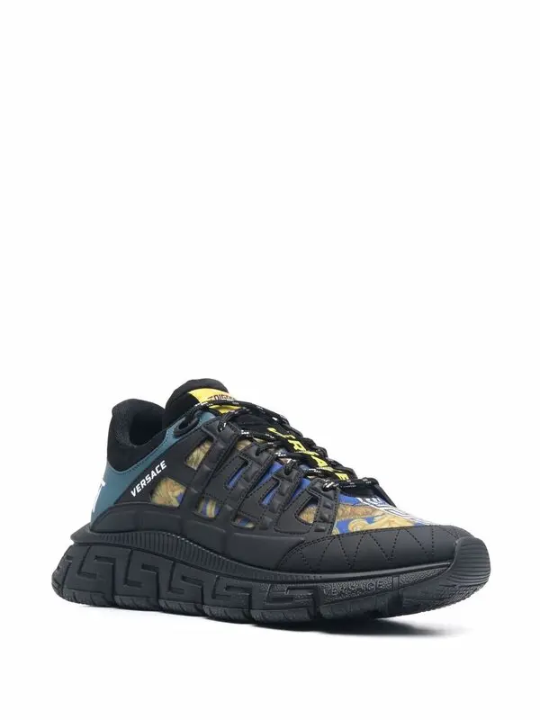 Trigreca Medusa Renaissance-print sneakers Versace Black/Multicolor Leather Nylon Trigreca Medusa  main image 4