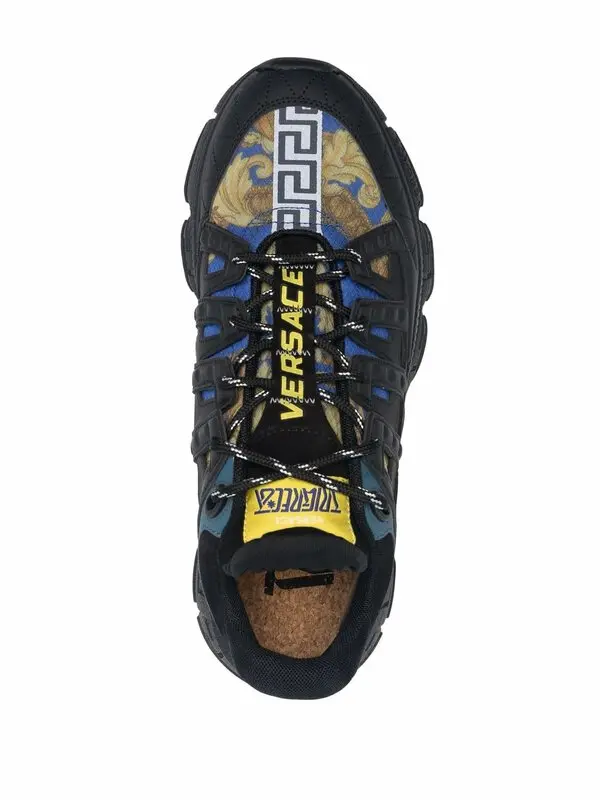 Versace Trigreca Medusa Renaissance-Print Sneakers In Black  display picture 2