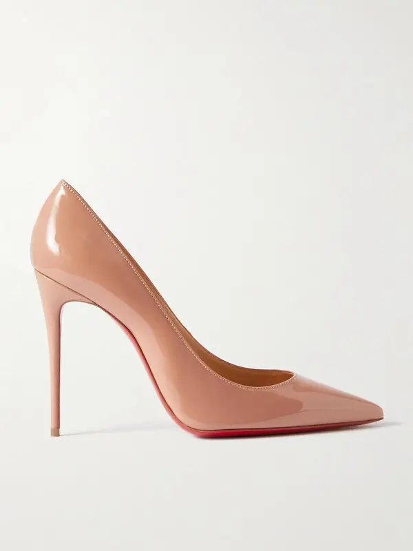 CHRISTIAN LOUBOUTIN Kate 100 Patent-leather Pumps - Neutrals