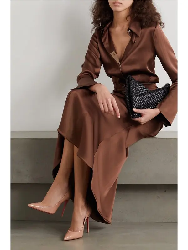 CHRISTIAN LOUBOUTIN Kate 100 Patent-leather Pumps - Neutrals