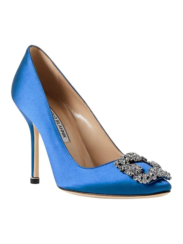 Manolo Blahnik Hangisi 105 Satin Pumps - Blue
