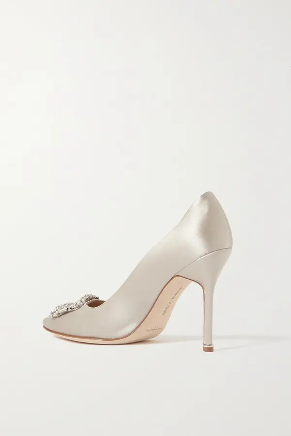 Manolo Blahnik Hangisi 105 Satin Pumps - Gray