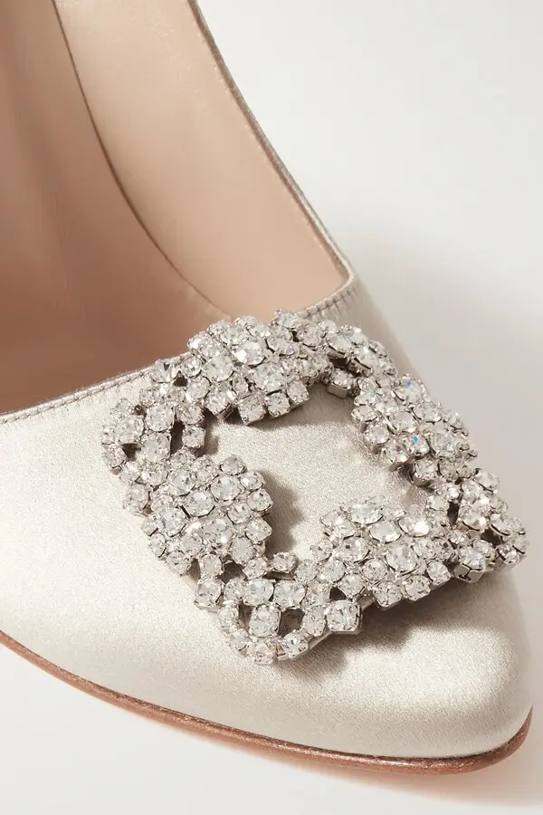 Manolo Blahnik Hangisi 105 Satin Pumps - Gray