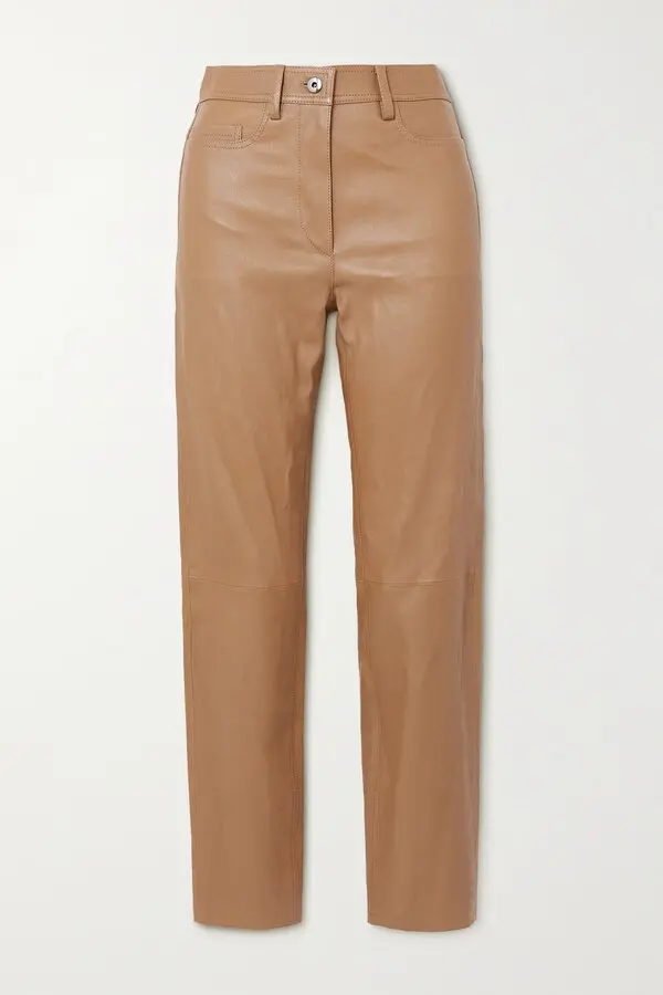 JOSEPH Teddy Leather Slim-leg Trousers
