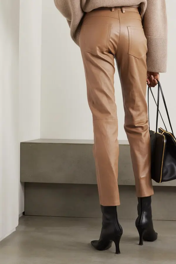 JOSEPH Teddy Leather Slim-leg Trousers
