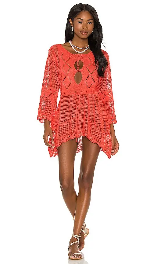 Sndys Jade Crochet Dress In Red In Melon - 6% Off | Editorialist