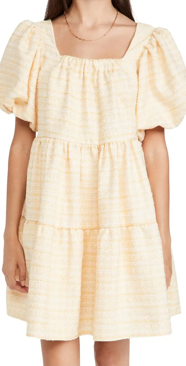 sister jane confetti tweed mini dress Sister Jane Postal Confetti Mini Dress - Lemon Meringue