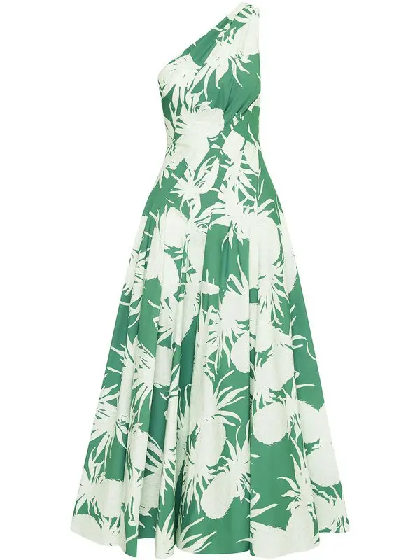 Oscar De La Renta Pineapple Print One-shoulder Dress