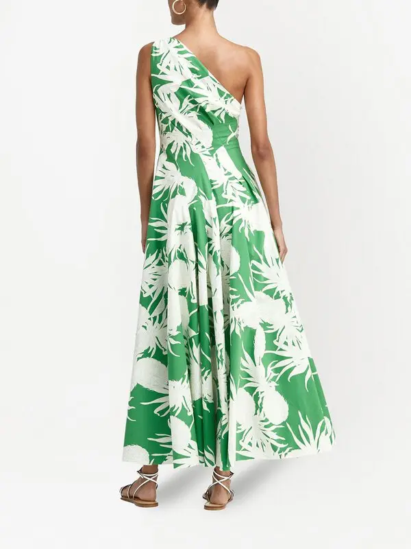 Oscar De La Renta Pineapple Print One-shoulder Dress