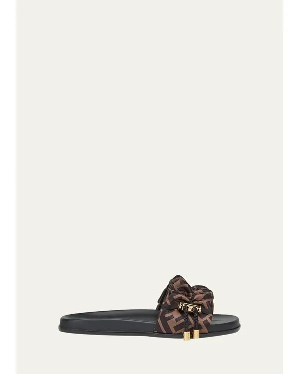 Fendi Illusion Ff Slide Sandals - Tabacco/nero