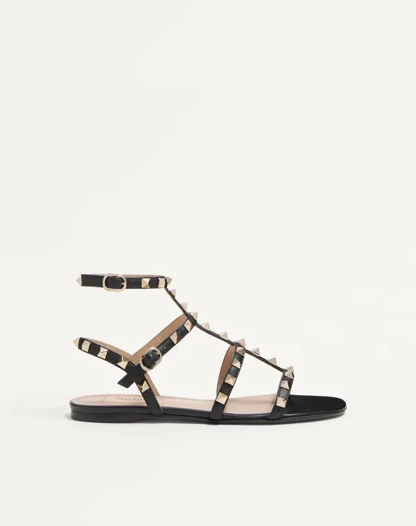 Valentino Garavani Rockstud Flat Sandal - Black