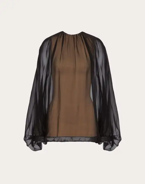 Valentino Garavani Chiffon Top - Black/sand