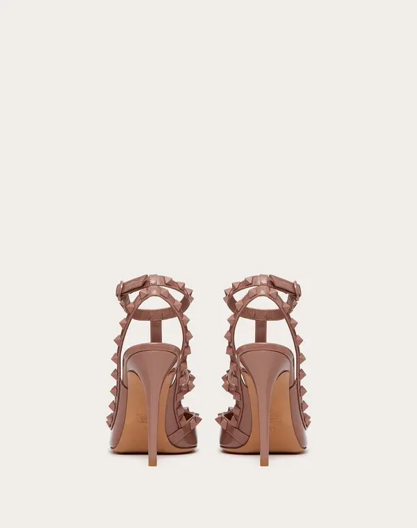 Valentino Garavani Rockstud Ankle Strap Patent-leather Pump With Tonal Studs 100 Mm