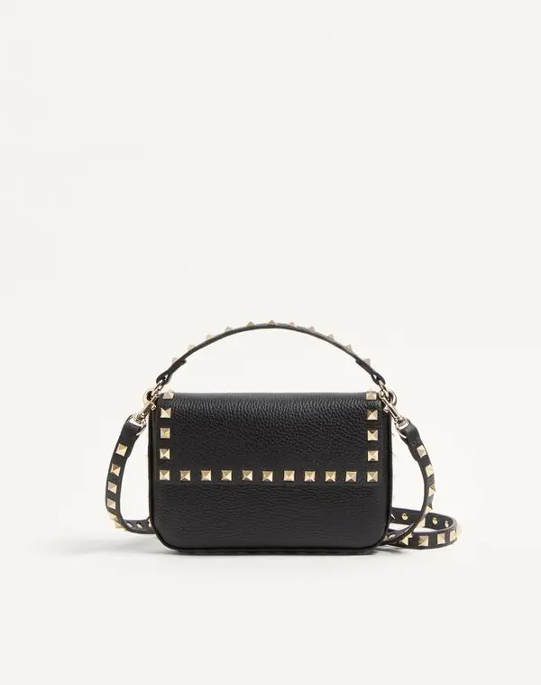 Valentino Garavani Rockstud Grainy Calfskin Pouch - Black