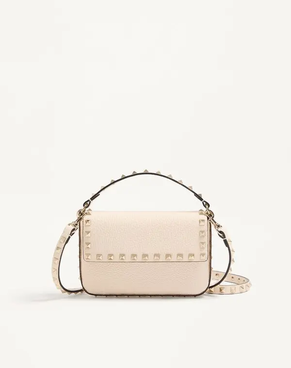 Valentino Garavani Rockstud Grainy Calfskin Pouch - Light Ivory