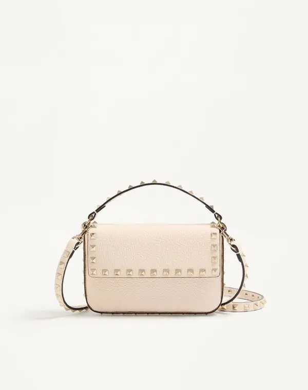 Valentino Garavani Rockstud Grainy Calfskin Pouch - Light Ivory