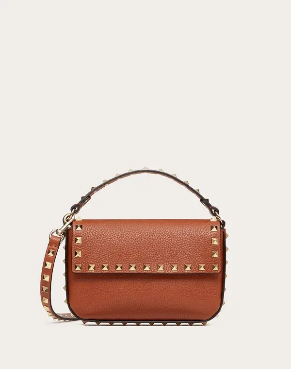 Valentino Garavani Rockstud Grainy Calfskin Pouch - Saddle Brown