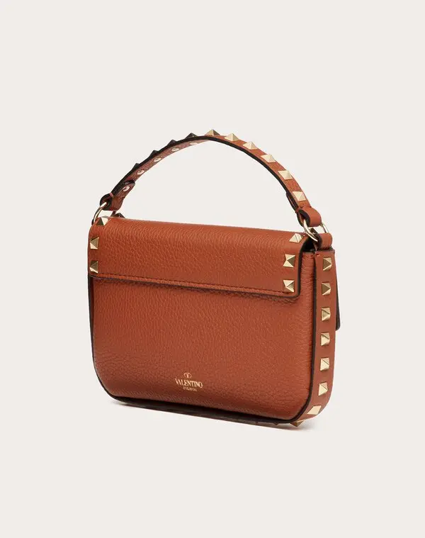 Valentino Garavani Rockstud Grainy Calfskin Pouch - Saddle Brown