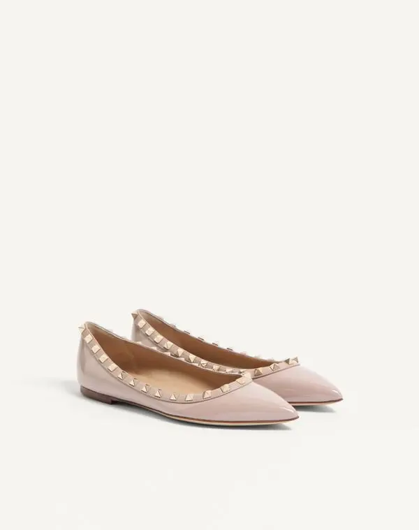 Valentino Garavani Rockstud Patent Ballerina - Poudre