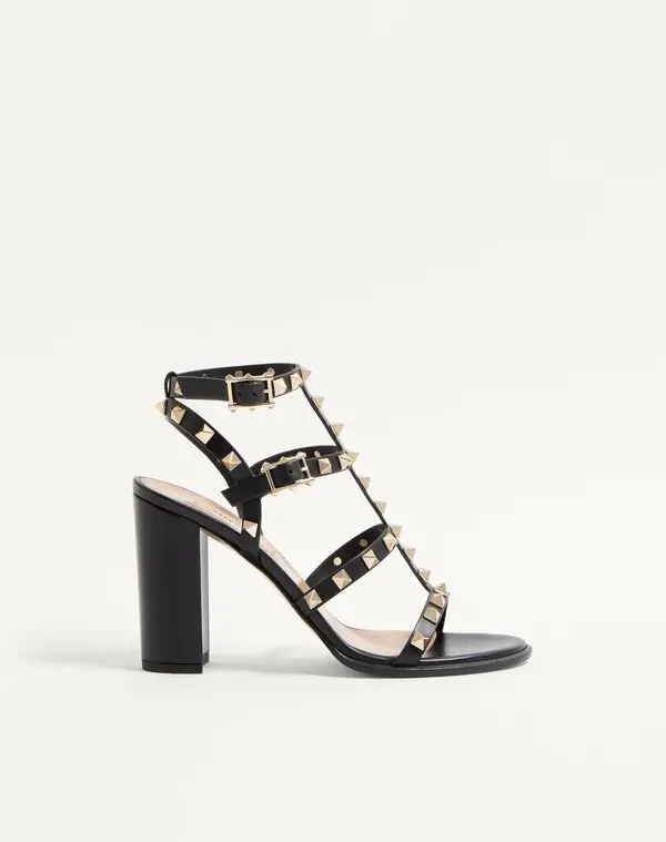 Valentino Garavani Rockstud Ankle Strap Sandal 90 Mm - Black