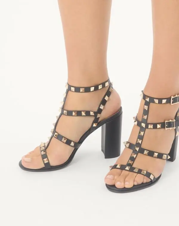 Valentino Garavani Rockstud Ankle Strap Sandal 90 Mm - Black