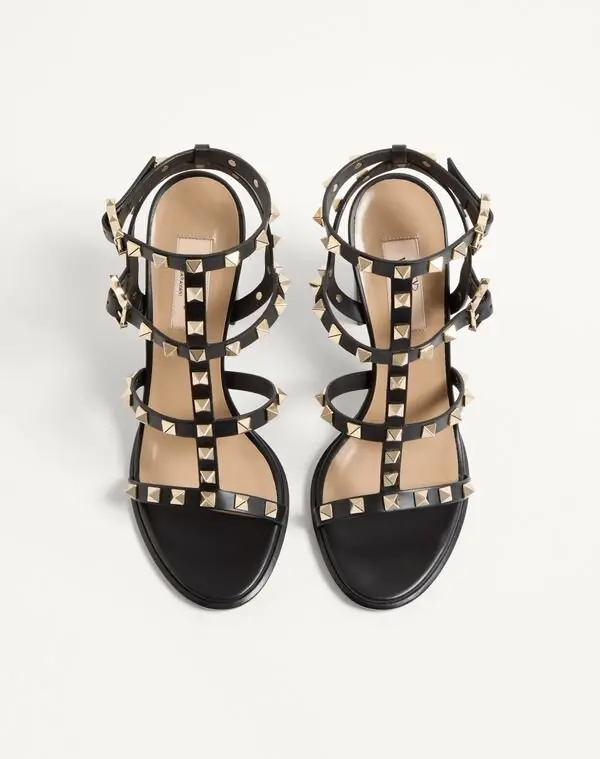 Valentino Garavani Rockstud Ankle Strap Sandal 90 Mm - Black
