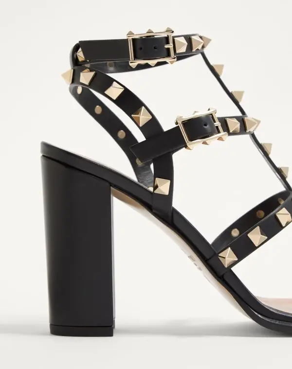 Valentino Garavani Rockstud Ankle Strap Sandal 90 Mm - Black