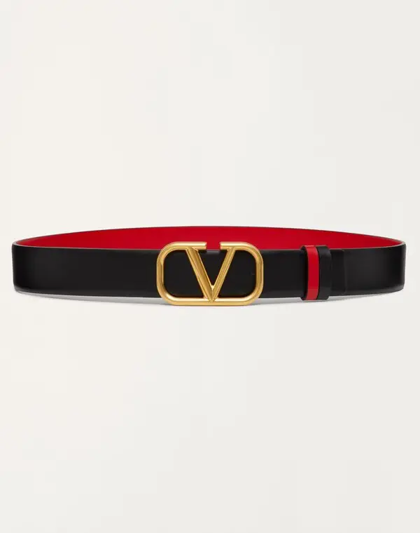 Valentino Garavani Vlogo Signature Reversible Belt - Black/pure Red