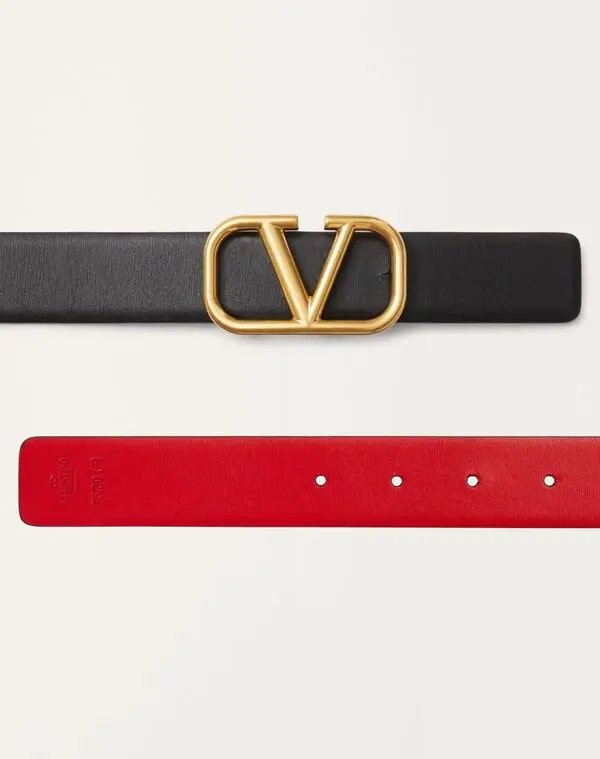 Valentino Garavani Vlogo Signature Reversible Belt - Black/pure Red