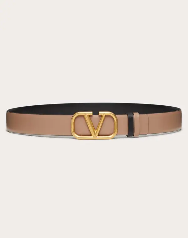 Valentino Garavani Vlogo Signature Reversible Belt - Smokey Brown/black