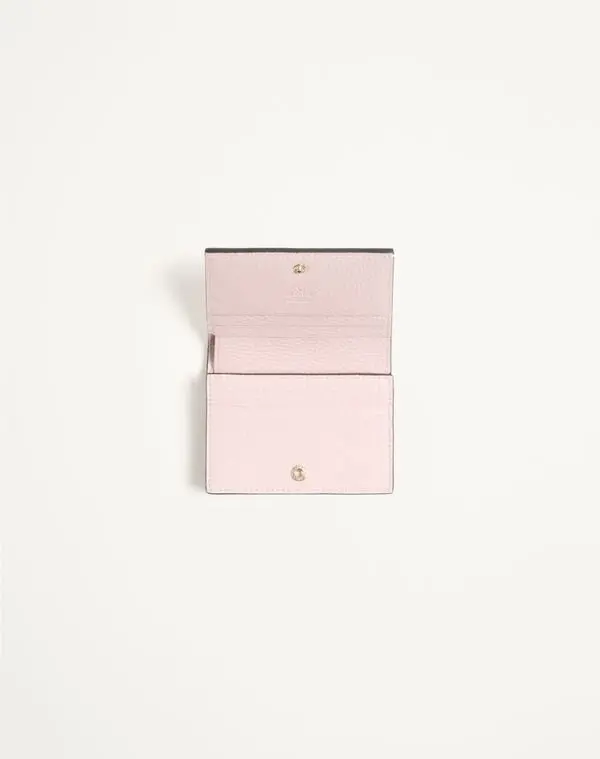 Valentino Garavani Small Rockstud Grainy Calfskin Wallet - Pink