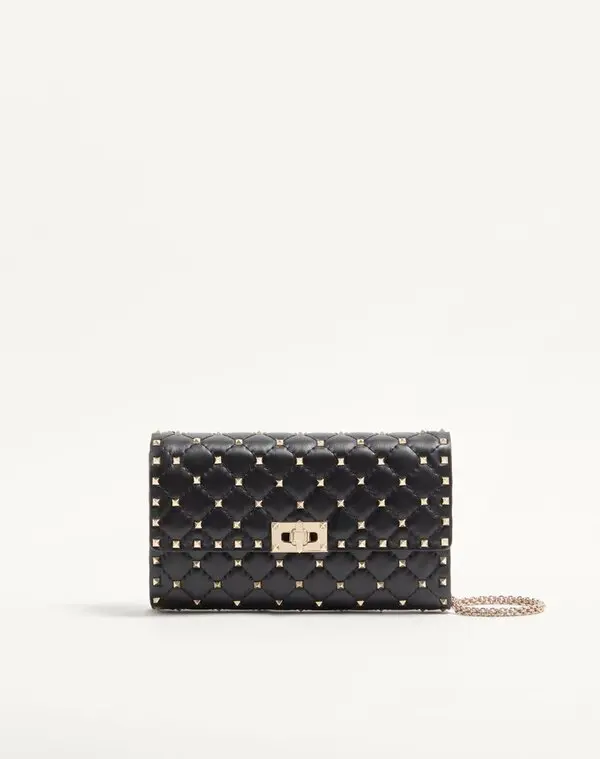 Valentino Garavani Rockstud Spike Nappa Leather Crossbody Clutch Bag - Black